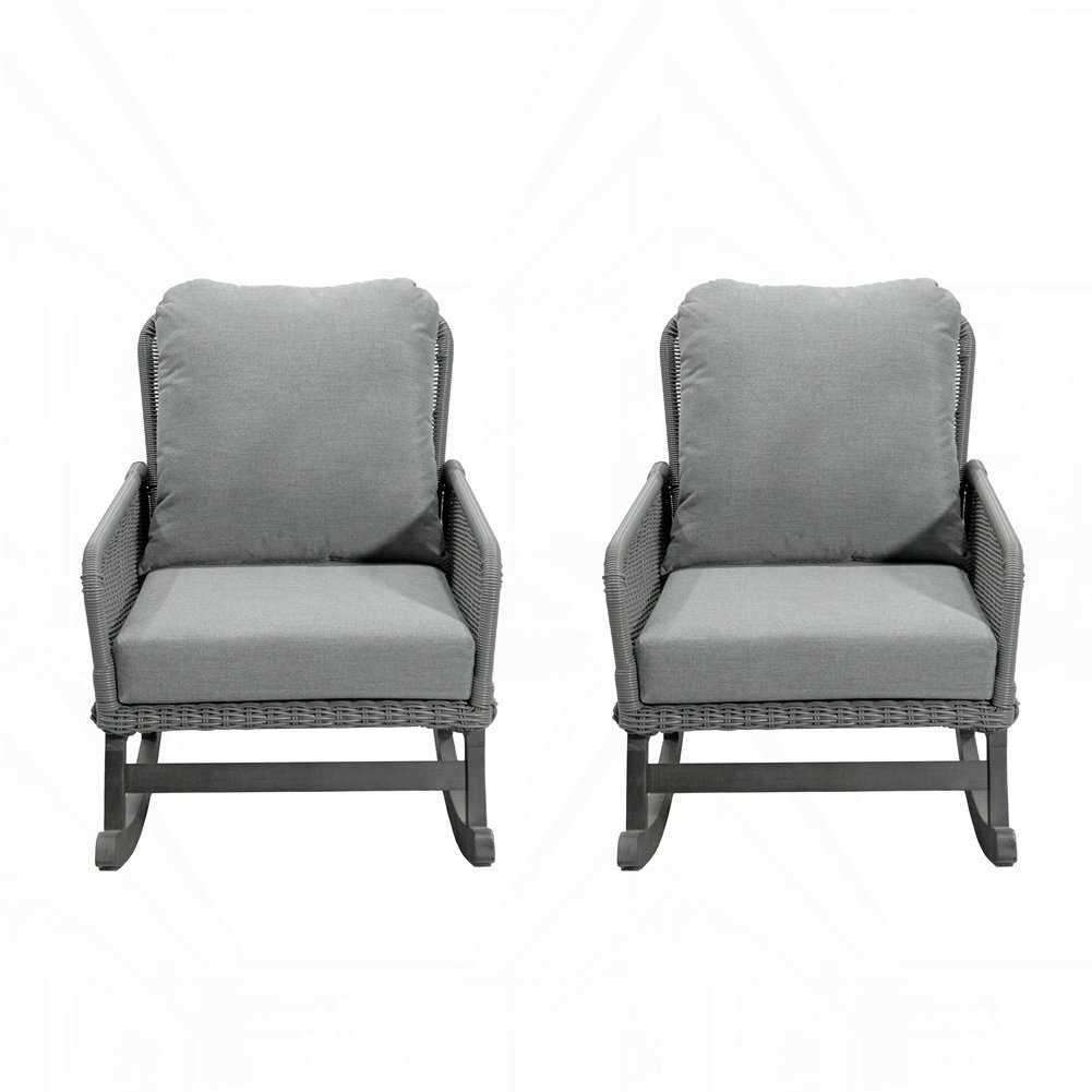 Bayou Breeze [Set of 2] Contemporary Minimalist Wicker Rocking Chair ...